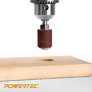 POWERTEC 11301 25-Piece Drill Press Sanding Drum Kit w/ ¼ and 1/8 inch Shanks, Spindle Sander Sleeves,