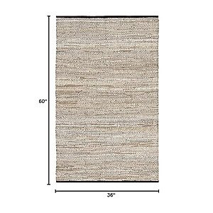 SAFAVIEH Vintage Leather Collection Accent Rug - 3' x 5', Beige, Handmade Leather, Ideal for High Traffic Areas in Entryway, Living Room, Bedroom (VTL104B)