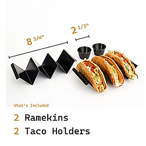 Taco Holders Stylish & Sturdy Taco Tray Plates for Home, Party & Kids Use Dishwasher, Oven & Grill-Safe Stainless Steel, Taco Rack for Easy and Clean Taco Preparation (Set of 2) by Serro