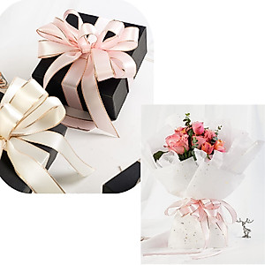 VIVIQUEN Pink Double Faced Satin Ribbon with Gold Edge, 1” Polyester Continuous Ribbon -25 Yards,Wide Ribbon for Gift Wrapping,Wedding,Bows Bouquet,Floral Arrangement and Craft