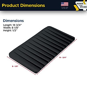 Premium Drying Mat, 14” Black Multipurpose Self Draining Silicone Drying Mat, Easy to Clean Drying Mat for Kitchen Counter. Heat Resistant, Dishwasher Safe