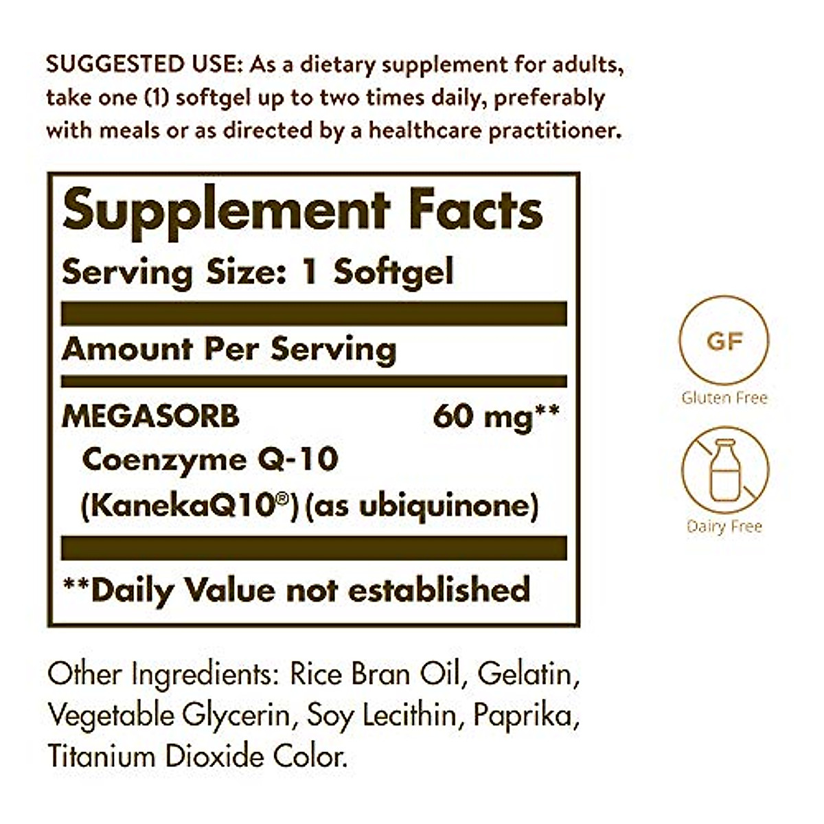 Solgar Megasorb CoQ-10 60 mg, 120 Softgels - Supports Heart & Brain Health - Coenzyme Q10 Supplement - Enhanced Absorption, Easy to Swallow - Gluten Free, Dairy Free - 120 Servings