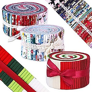 Roll Up Cotton Fabric Quilting Strips, Jelly Roll Fabric, Cotton Craft Fabric Bundle, Patchwork Craft Cotton Quilting Fabric, Cotton Fabric, Quilting Fabric with Different Patterns for Crafts