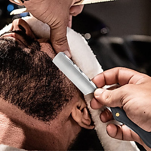 Straight Razor with Strope - Professional Straight Edge Barber Razor Premium Stainless Steel Shaver Razor with Shaving Strop for Men Home & Salon Grooming Using (NO.155)