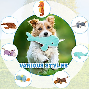 Junkin 7 Pack Dog Toys Squeaky Dog Toys Indestructible Puppy Chew Toys for Teething Stuffed Animal Plush Dog Toy Assortment Stuffed Dog Toys for Small Medium Pup Dog, Assorted Animal Styles