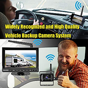 VECLESUS VMW7 Wireless Backup Camera HD 1080P 7” IPS Monitor System, High-Speed Stable Transmission & IP69K Waterproof for Truck, RV, Trailer, Bus, Harvester, Pickup, Motorhome