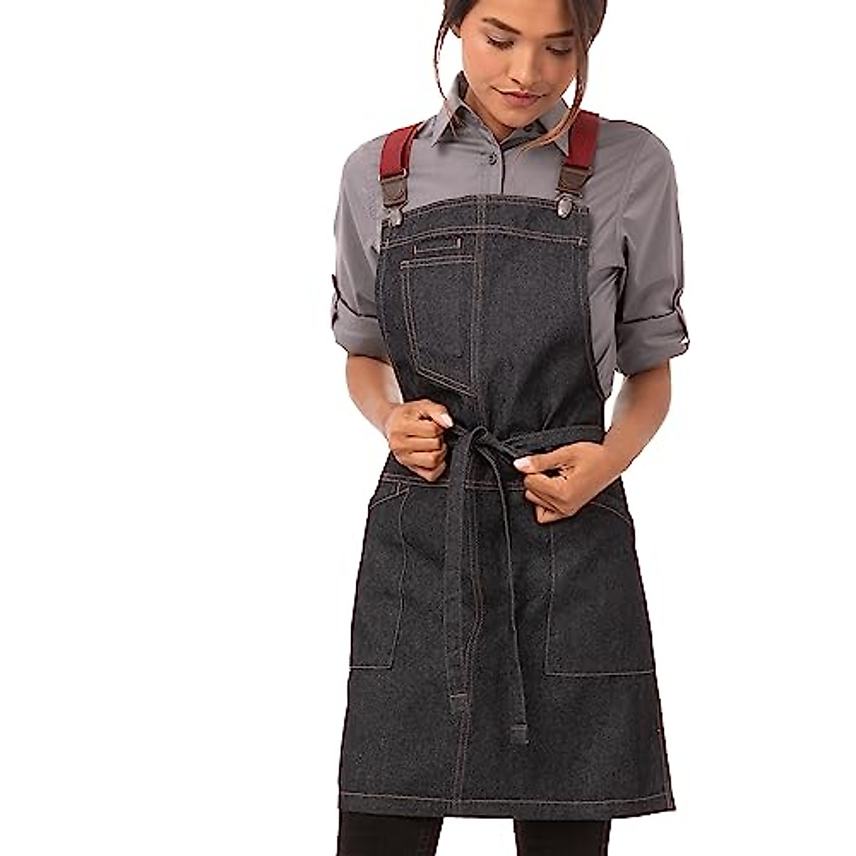 Chef Works Unisex Berkeley Short Bib Apron, Indigo Blue, One Size