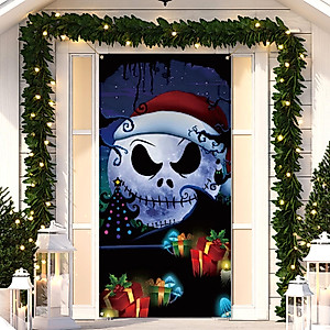 The Nightmare Before Christmas Door Cover Xmas Winter Holiday Party Front Door Banner Photography Home Porch Decoration