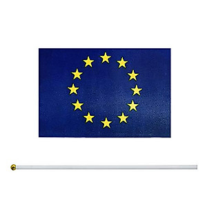 50 Pack Hand Held Small Mini Flag European Union Flag EU Flags Round Top Flags,Party Decorations Supplies For Parades,Festival Events ,International Festival
