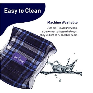 MICOOYO Washable Belly Bands for Male Dogs | Reusable Doggie Diapers | Absorbent Doggy Wraps with Adjustable Fastener - XSmall (Pack of 3, Plaid Red & Blue & Grey)