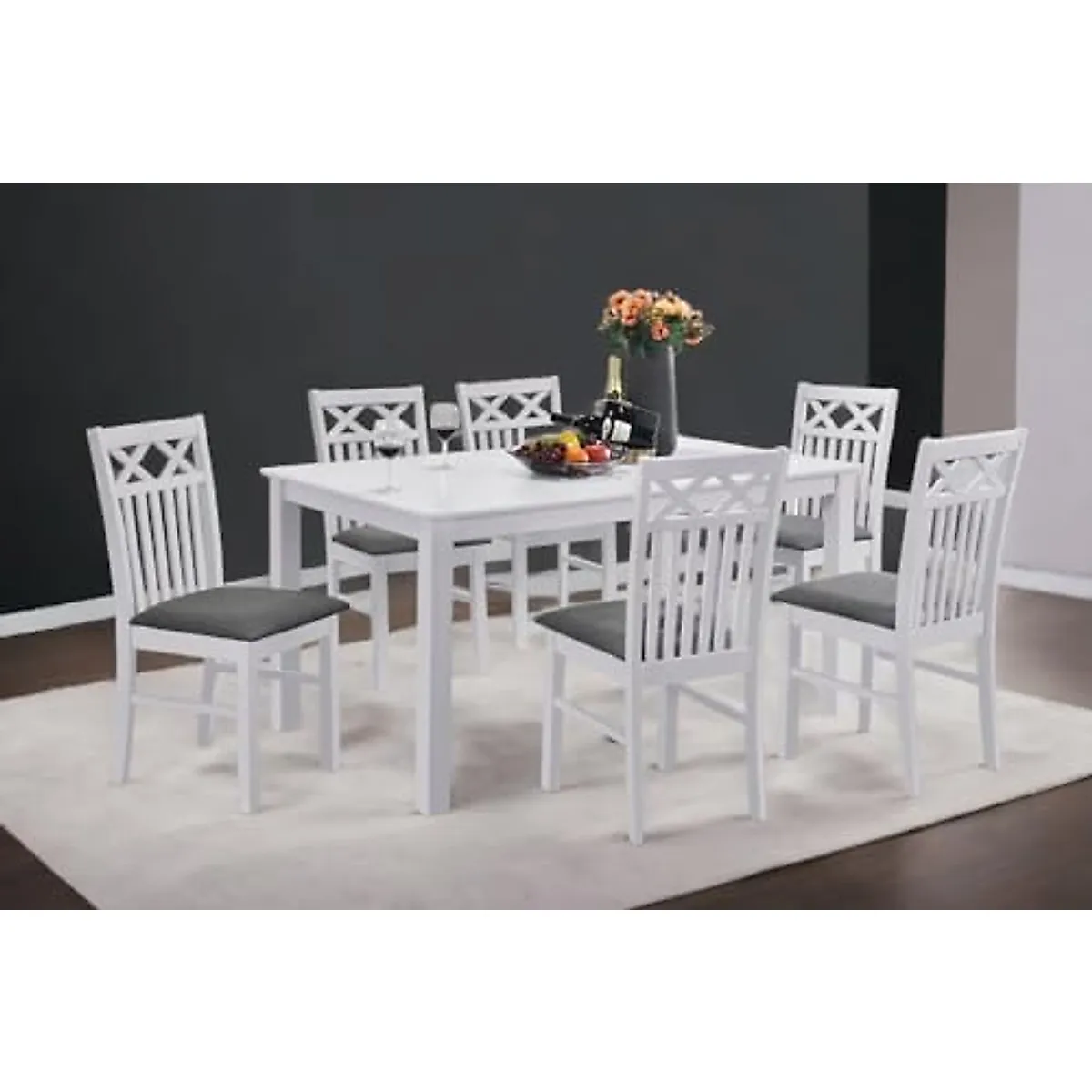 Liveasy Furniture Dining Chairs Set of 2, Dining Room Chairs with Solid Wood Legs, Kitchen Chairs with Cushion (White, Set of 2)