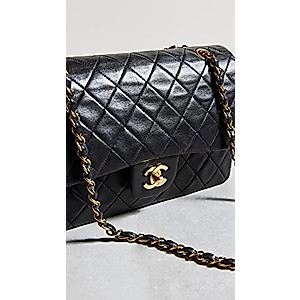 CHANEL Women's Pre-Loved Black Lambskin 2.55 10" Shoulder Bag, Black, One Size