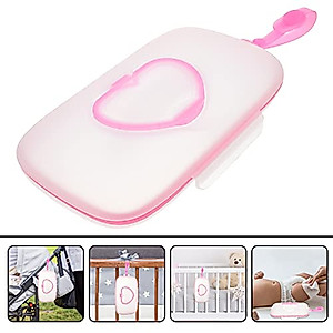 Healifty Portable Wipes Dispenser Baby Wipe Holder Portable Wipes Case Reusable Refillable for Outdoor Travel Wipe Carrying Pouch Baby Stroller Hanging Pink