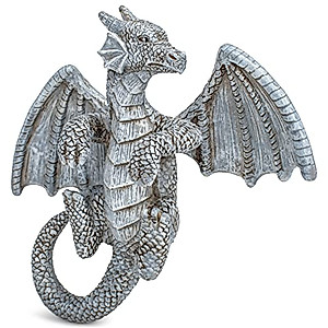 NAT & Jules Dragon Concrete Finish 7.25 x 6 Resin Stone Garden Pot Hanger