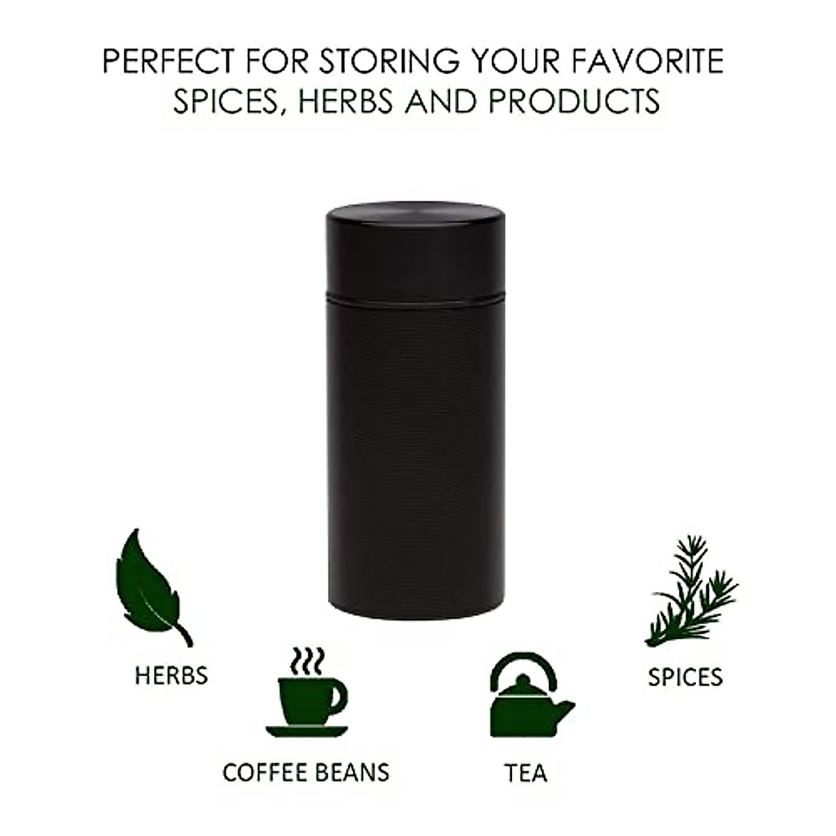 Stash Jar – Airtight Smell Proof Jar Aluminum Storage Container. Waterproof Weed Accessories Durable Multi-Use Portable Weed Jar. Herb Tobacco Spices Container Screw-Top Lid Lock Odor – Black (1)