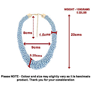 RF RIZIR FASHION Long Handmade Boho Necklaces for Women - Statement Necklace - Seed Bead Necklaces for Girls and Women (Light Blue)