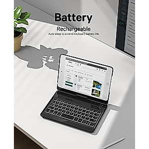 GreenLaw Keyboard case for iPad Mini 5/ Mini 4-360° Rotatable 180 Flip- 7 Colors Backlit - Wireless Smart Folio Auto Sleep/Wake Hard Cover fit for iPad Mini 5 2019(5th Gen)/ iPad Mini 4 2015, Black
