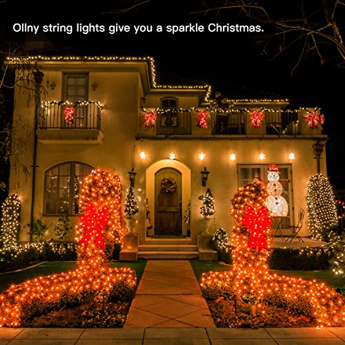 Ollny Halloween Lights Outdoor Indoor, 60 FT 180 LED Halloween Decorations Lights Orange, Waterproof String Fairy Lights Plug in, 8 Modes and Timer Light for Party, Yard, Door, Christmas, Home Decor