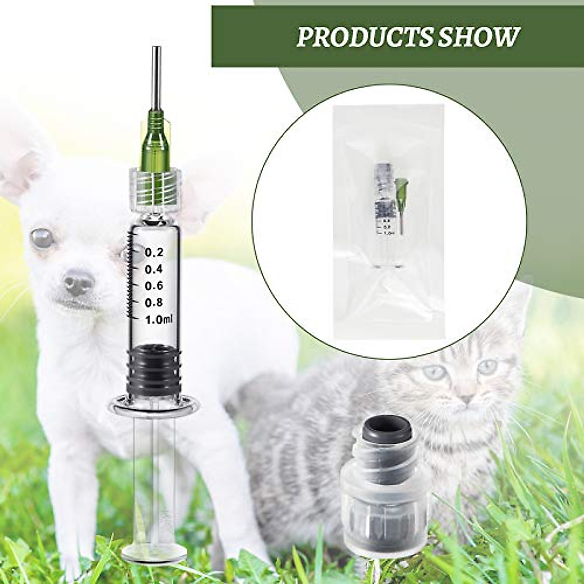 Nuanchu 1 ml Borosilicate Glass Luer Pets Syringe Reusable Glass Syringe with 14 Ga Blunt Tip Fill Individually Packaged Use for Art and Craft, Thick Liquid, Oils, Glue, Ink(24 Pieces)