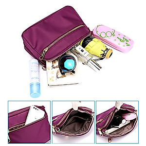 Collsants Small Crossbody Purse Mini Nylon Travel Shoulder Bag Multi Zipper Pockets (Black)