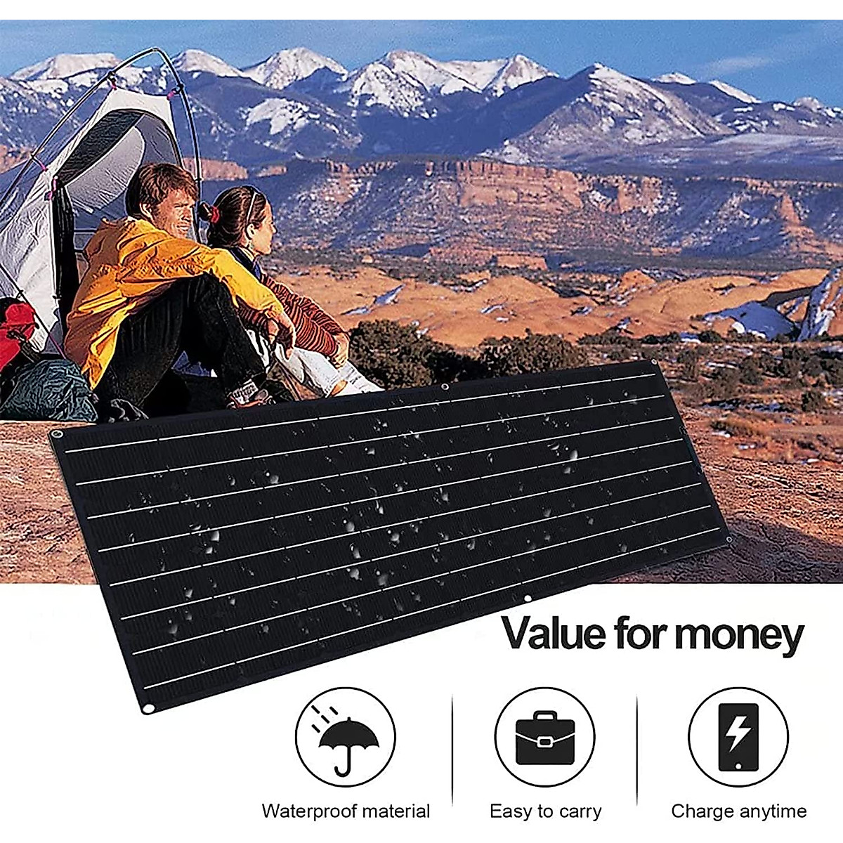 AQWSD 1000 Watt Solar Panel Kit, with 40A Charge Controller 2 × 500 Watt Flexible Monocrystalline Solar Panel for 12-24V Battery Charging Car Battery Camper RV Yacht Battery Boat