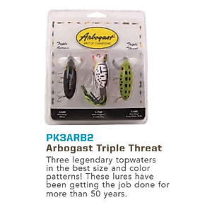 Arbogast Triple Threat Fishing Lure, Includes 2 Jitterbug Lures and 1 Hula Popper Lure, Freshwater Fishing Lures and Accessories