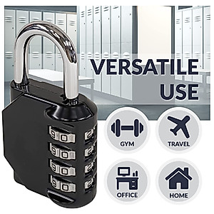 Newhouse Hardware Improved 4-Digit Combination Lock | Outdoor Waterproof Padlock for School, Gym Locker, Sports Locker, Fence, Toolbox, Gate, and Travel | Customizable 4-Digit Lock Combo | Black