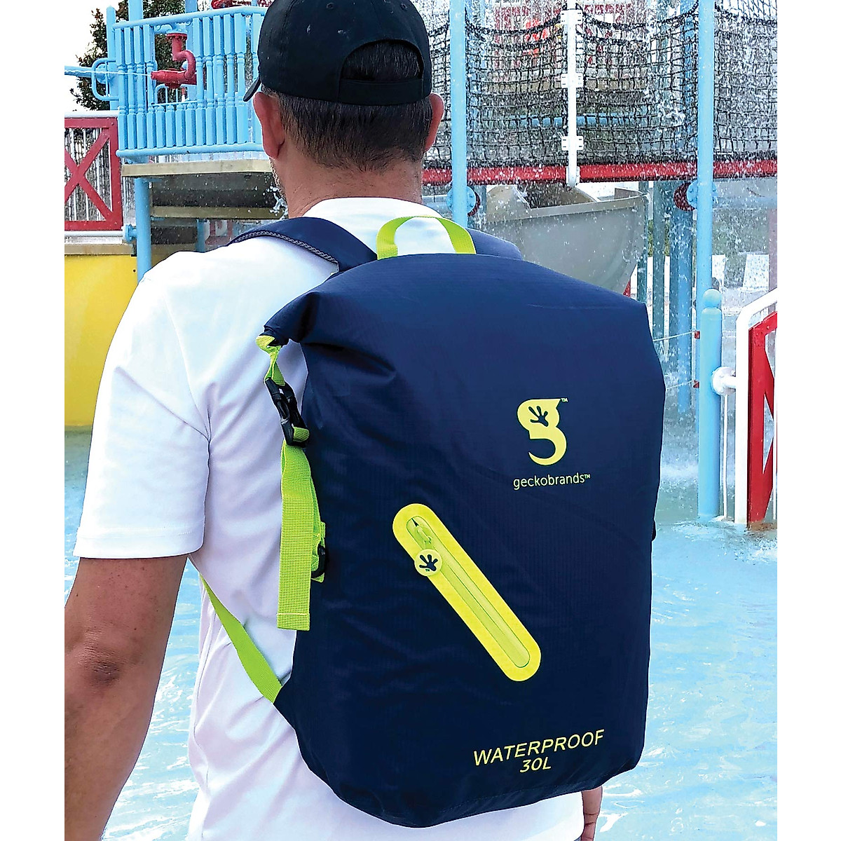 geckobrands Lightweight 30L Waterproof Backpack - Lightweight Watertight Outdoor Bag Hiking Traveling Light Water Activities