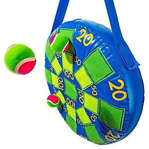 Franklin Sports Kids Tennis Ball Dartboard Game - Inflatable Dart Ball Game Set with (3) Self Stick Tennis Ball - Fun Indoor + Outdoor Tennis Toss for Kids - 20" x 20"