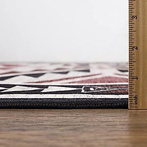 Abani Rectangular Area Rugs - 8' x 10' Beige Red Southwestern Style, Machine Washable, Stain Resistant and Non-Shedding Polypropylene Large Rugs