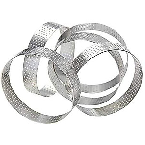 6pcs 8cm Circular Steel Porous Tart Ring Bottom Tower Pie Cake Baking Tools Heat-Resistant Perforated Cake Mousse Ring