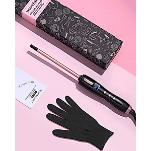 Wavytalk 3/8 Inch Small Curling Iron, Small Curling Iron Wand for Short & Long Hair, Ceramic Small Barrel Curling Iron with Adjustable Temperature, Include Heat Resistant Glove (Rose Pink)