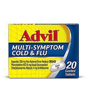 Advil Multi Symptom Cold and Flu Medicine, Cold Medicine for Adults with Ibuprofen, Phenylephrine HCL and Chlorpheniramine Maleate - 20 Coated Tablets