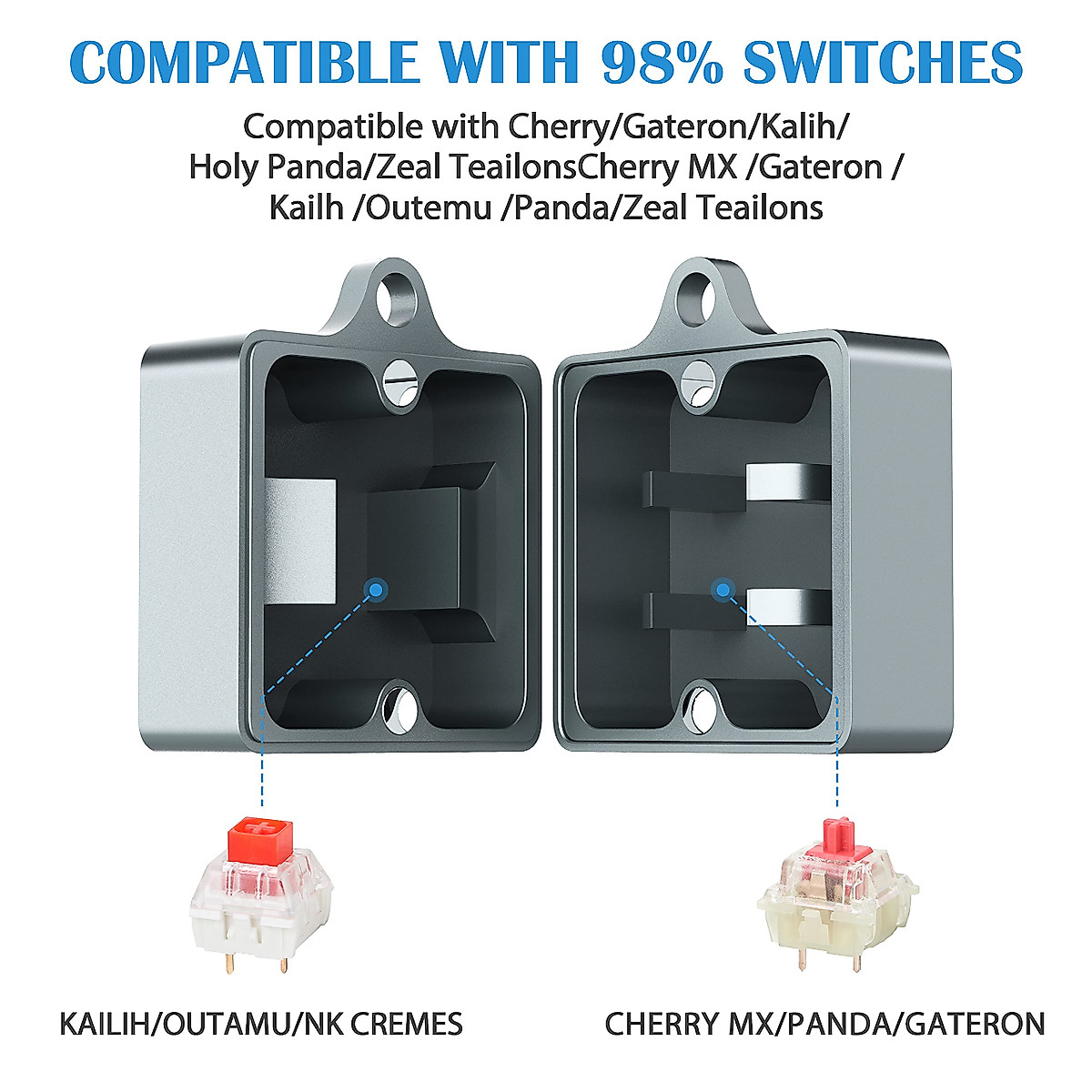 HONKID Switch Opener Aluminum Keyboard Switch Opener for Cherry MX Gateron Kailh Box Outemu Akko and Panda Mechanical Switches with Metal Magnet (Grey)