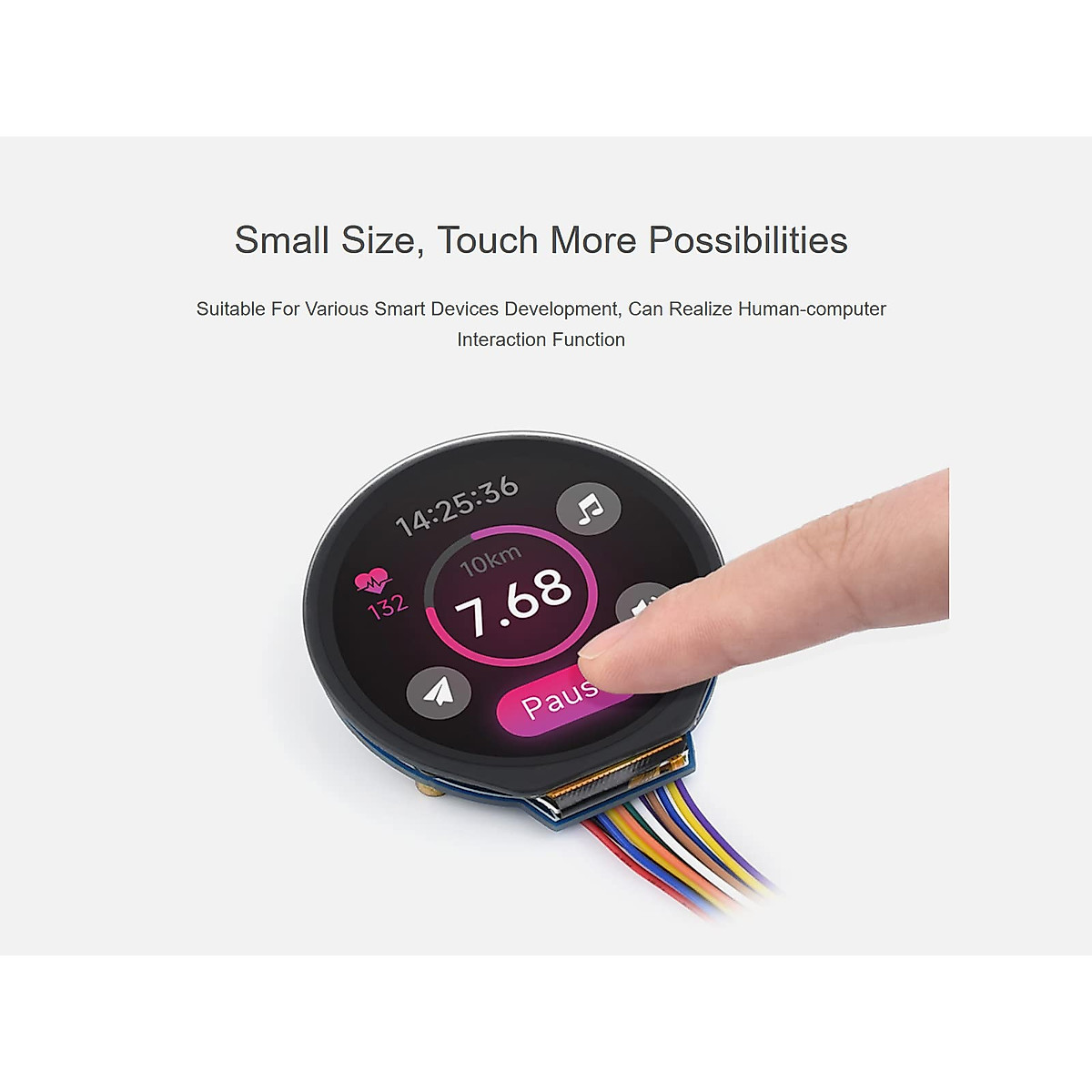 1.28inch Touch LCD Display Module, 240×240 Resolution Round LCD IPS Screen, 65K Colors Display, 4-Wire SPI and I2C Communication, Support Raspberry Pi/Raspberry Pi Pico/Arduino/STM32