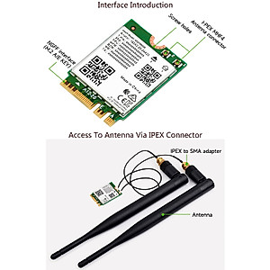 WiFi 6E AX210 NGW Wireless AX210 WiFi Card, AX210 NIC Wireless Module, Gigabit 2.4G/5G/6GHz Tri Band Wi-Fi 6E, 802.11AX Standard, Bluetooth 5.2,MU-MIMO, Support Linux, Windows 10/8.1/8/7, etc.