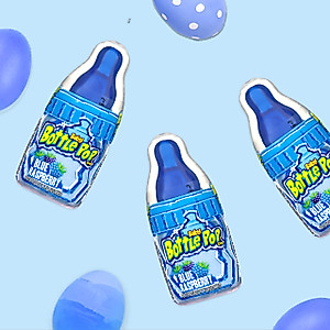 Baby Bottle Pop Easter Blue Candy Lollipops, 10 Ct Bulk Candy Lollipops with Powdered Sugar Dip in Blue Raspberry Flavor, Treats For Easter Basket Stuffers, Party Favors, Treats and Gifts for Kids