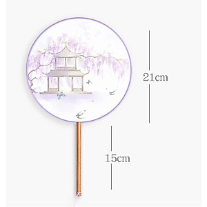 Prylio Foldable Fan Folding Hand Fan 2Pieces Hand Fan Folded Ancient Chinese Style Hanfu Cheongsam Costume Embroidery Small Round Fan Folding Fan Handheld Fans