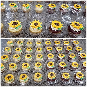 Hedume 120 Pack Individual Cupcake Container, BPA-Free Clear Plastic Single Deep Dome Stackable Individual Cupcake Box for Wedding, Party