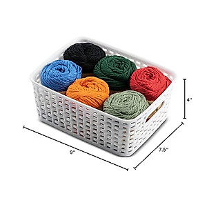 Set of 6 Plastic Storage Baskets - Small Pantry Organizer Basket Bins - Household Organizers with Cutout Handles for Kitchen Organization, Countertops, Cabinets, Bedrooms, and Bathrooms