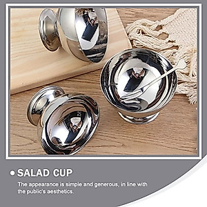 Angoily Stainless Steel Ice Cream Bowls Set of 2, Dessert Cups with Footed for Dessert, Sundae, Ice Cream, Fruit, Salad, Snack, Cocktail, Condiment, Trifle and Holiday Party Serving (9.2CM)