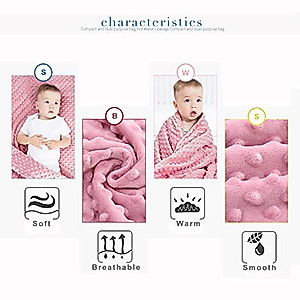 Minky Baby Blanket for Girls Large Size 43" x 60" Baby Minky Blanket Fleece Plush Baby Blanket Super Soft Double Layer Minky Dot Baby Blanket (Pink Gray