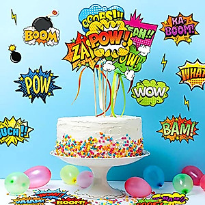 Superhero Cardboard Cutouts 36 Pack Hero Action Sign Cutouts Banner Decorations Garland for Kids Cartoon Superhero Baby Shower Celebrating Events Birthday Party Supplies Room Wall Decor