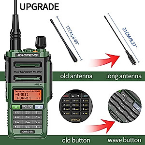 Baofeng GMRS Radio GMRS-9R Rechargeable Handheld Radio Waterproof IP67 Two Way Radio (Upgrade of UV-5R) Walkie Talkie with NOAA Scanning&Receiving, GMRS Repeater Capable
