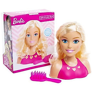 Just Play 2pc Barbie Doll Girls Mini Styling Head Pretend Play Dress Up Set,Blonde (JPMINSHDBAR1)