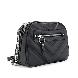 MAXWISE Women Zipper Pocket Crossbody Bag Shoulder Purse Fashion Travel Bag with Multi Pockets (Black)