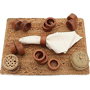 Divine glance Napkin Rings Dining Table Napkin Holder, Classic Everyday Use Thanksgiving, Christmas Napkin Rings Buckles,Festive Party Gift Farmhouse for Table (Set of 12, Brown)