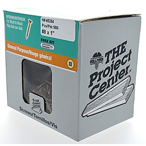 Hillman 48254 8 X 1-Inch Square Drive Multipurpose Wood Screw, 500-Pack,Yellow Zinc