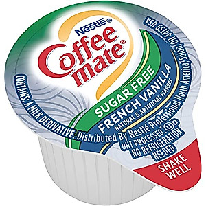 Nestle Coffee mate Coffee Creamer, Sugar Free French Vanilla, Liquid Creamer Singles, Non Dairy, No Refrigeration, Box of 50 Singles