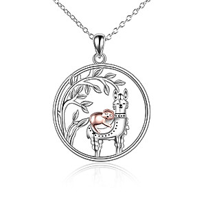 ONEFINITY Sloth Llama Necklace Sterling Silver Sloth Llama Pendant Necklaces for Women Jewelry Gifts